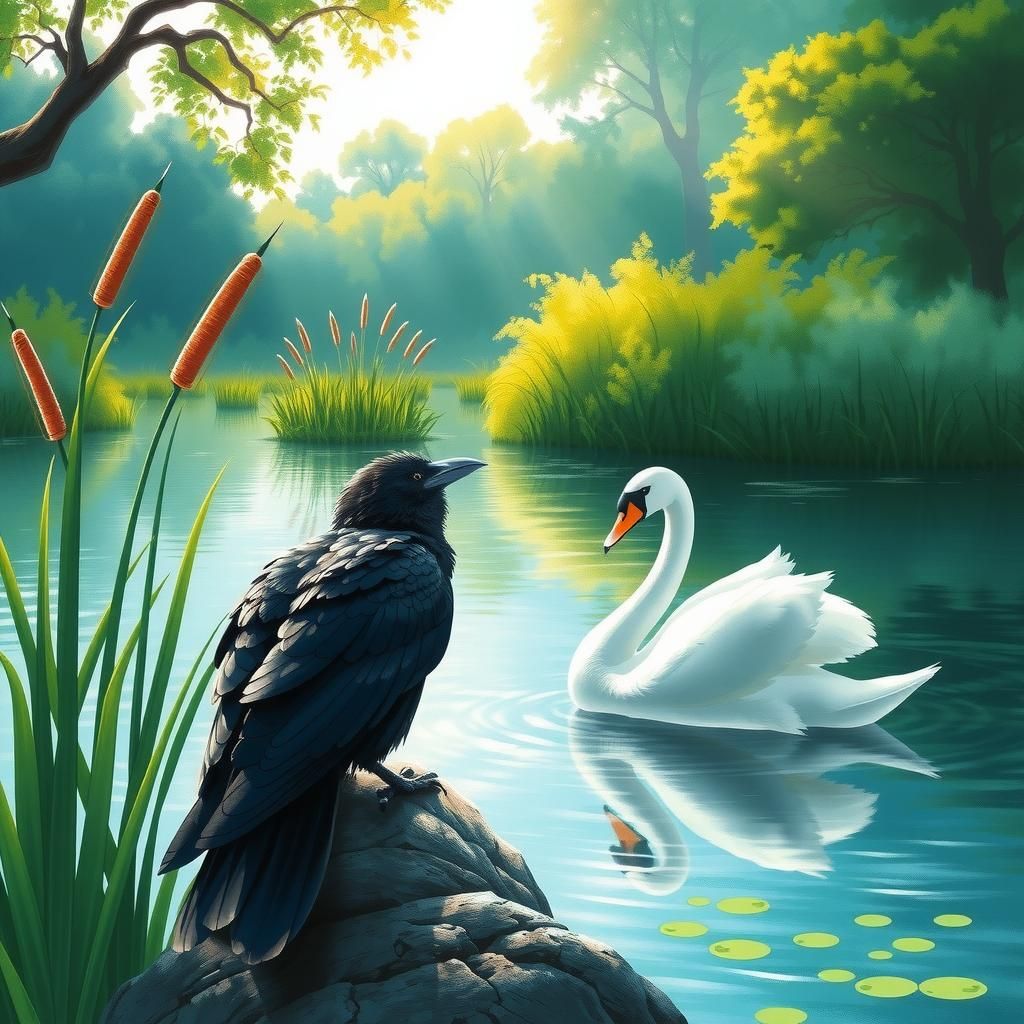 The Raven and the Swan | MoralFables.com